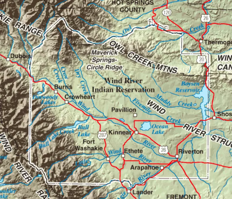 Wind River Reservation Map