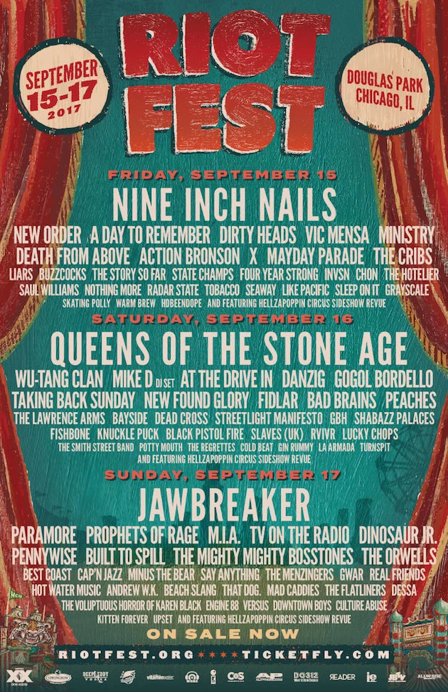 2017 Riot Fest Daily Schedule Set Times Revealed