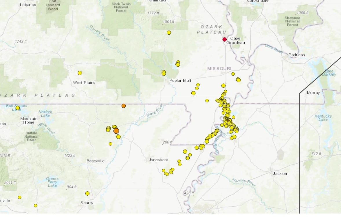 9 New Madrid Fault Quakes Past Week Including 1 Felt by Hundreds