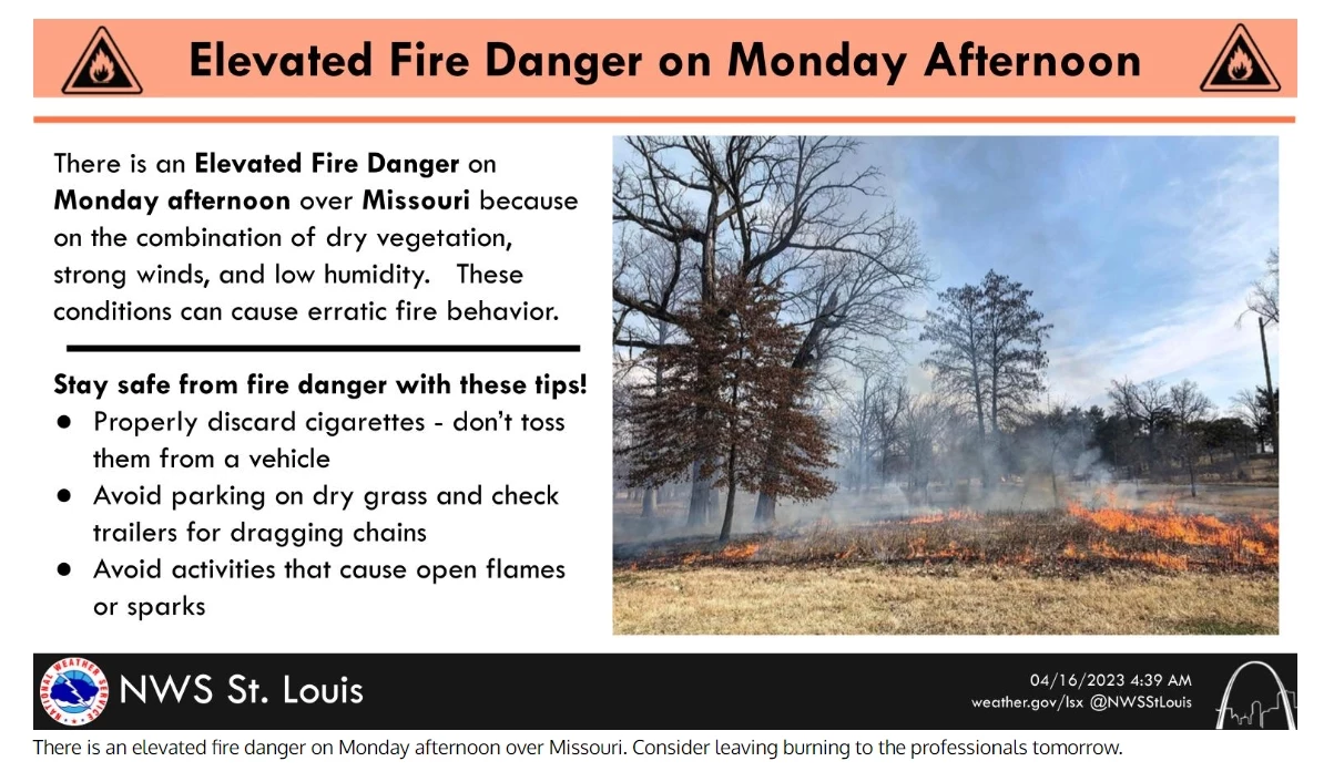 Alert - Missouri Being Warned of an 'Elevated Fire Danger' Monday