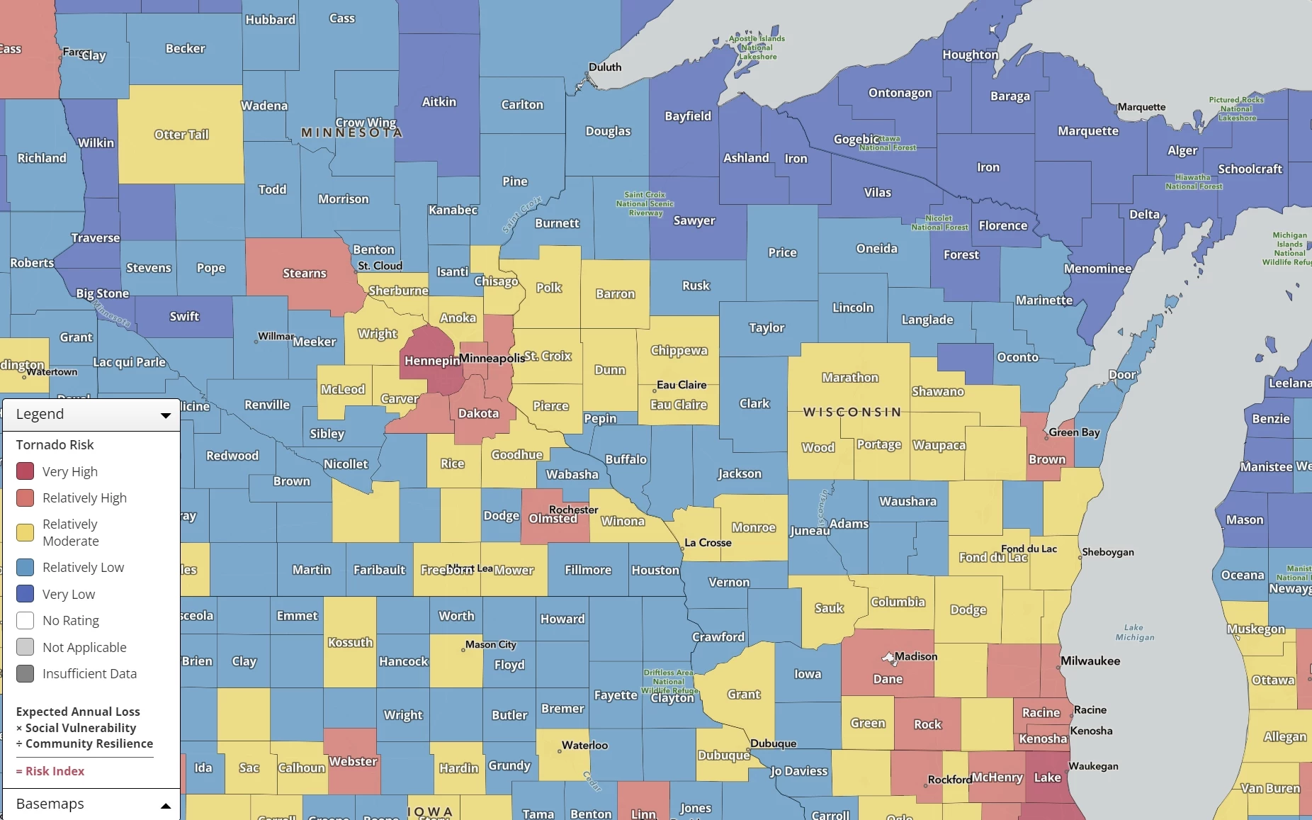 See 12 Terrifying Wisconsin Natural Disaster Risk Maps from FEMA