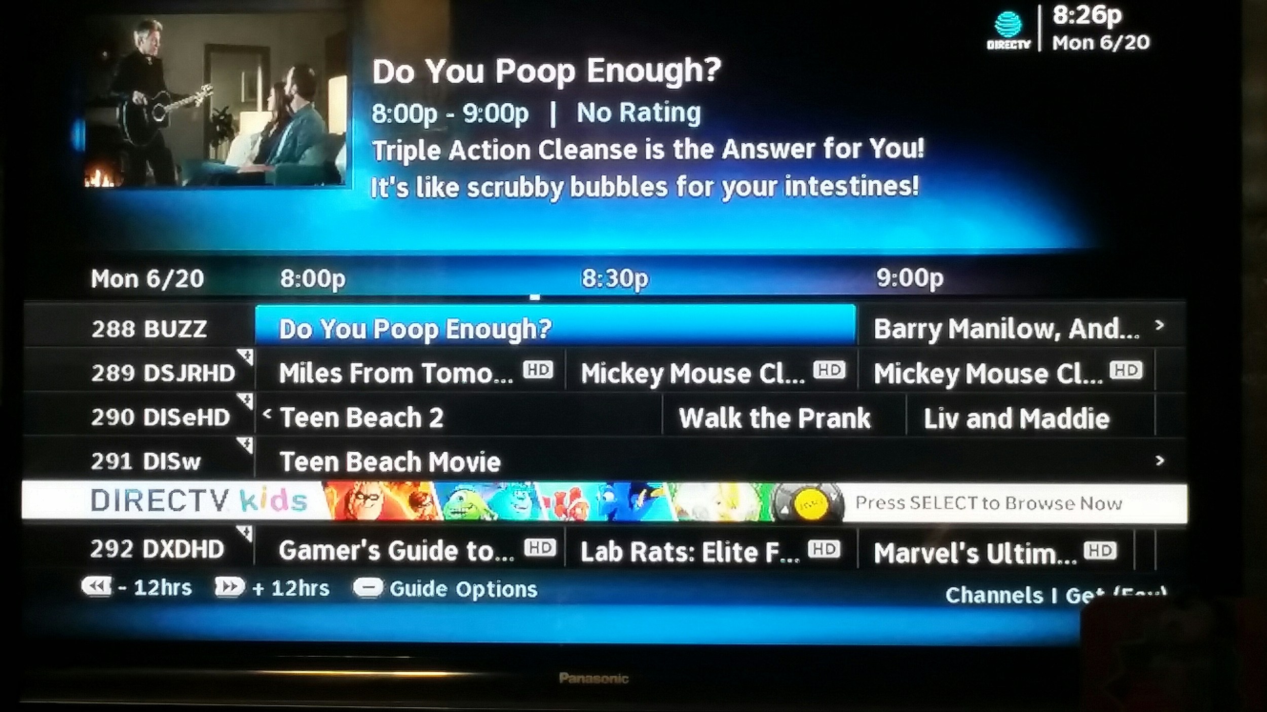 Scrolling Through The Cable Guide and I See This - 'Do You Poop Enough'