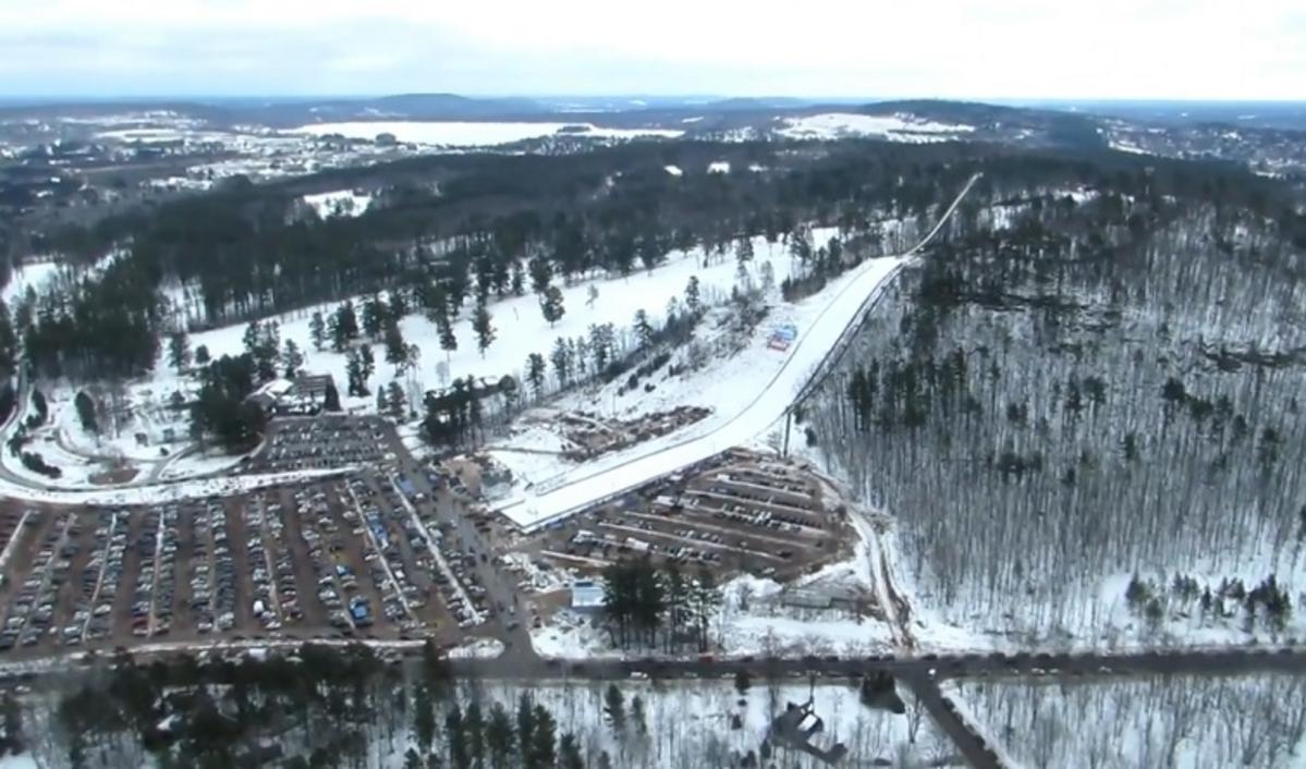 Aerial Shots of Iron Mountain, Michigan During Wintertime