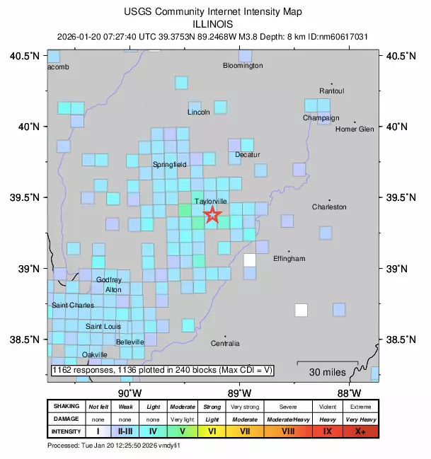 Early Morning Earthquake Shakes Central Illinois